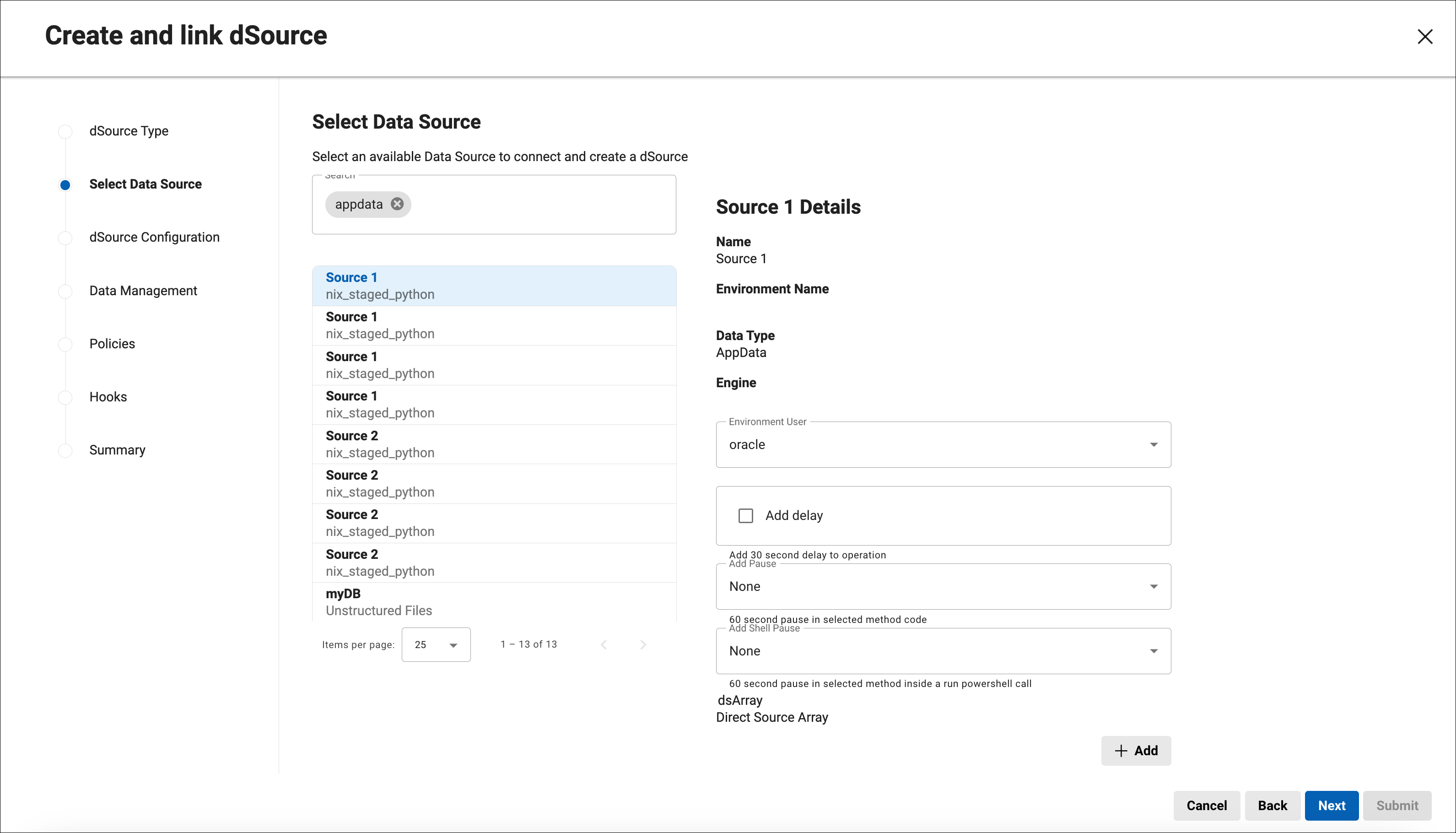 Adding an AppData dSource