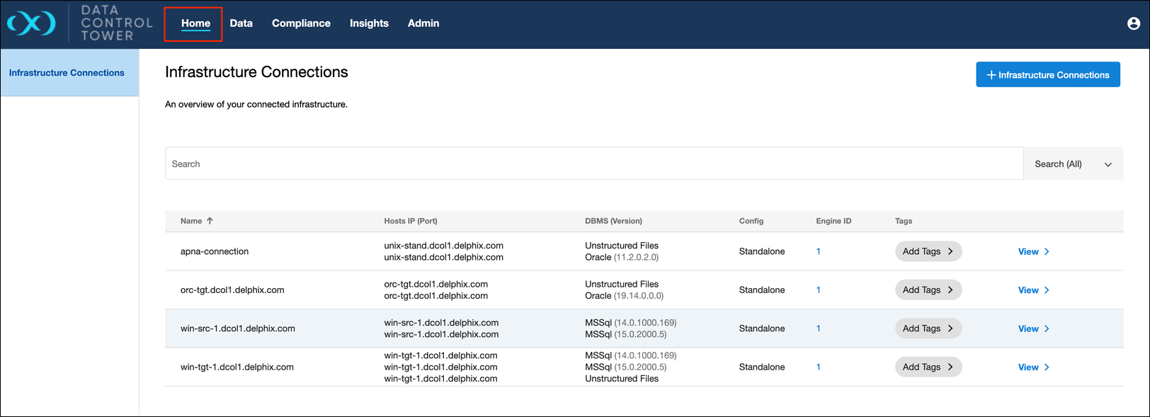 Infrastructure connection wizard