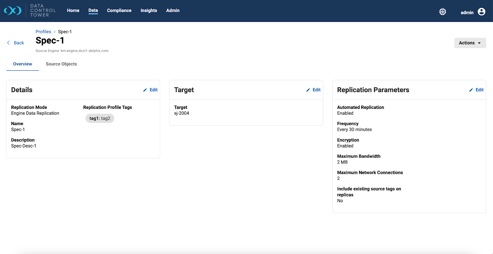 Managing replication profiles