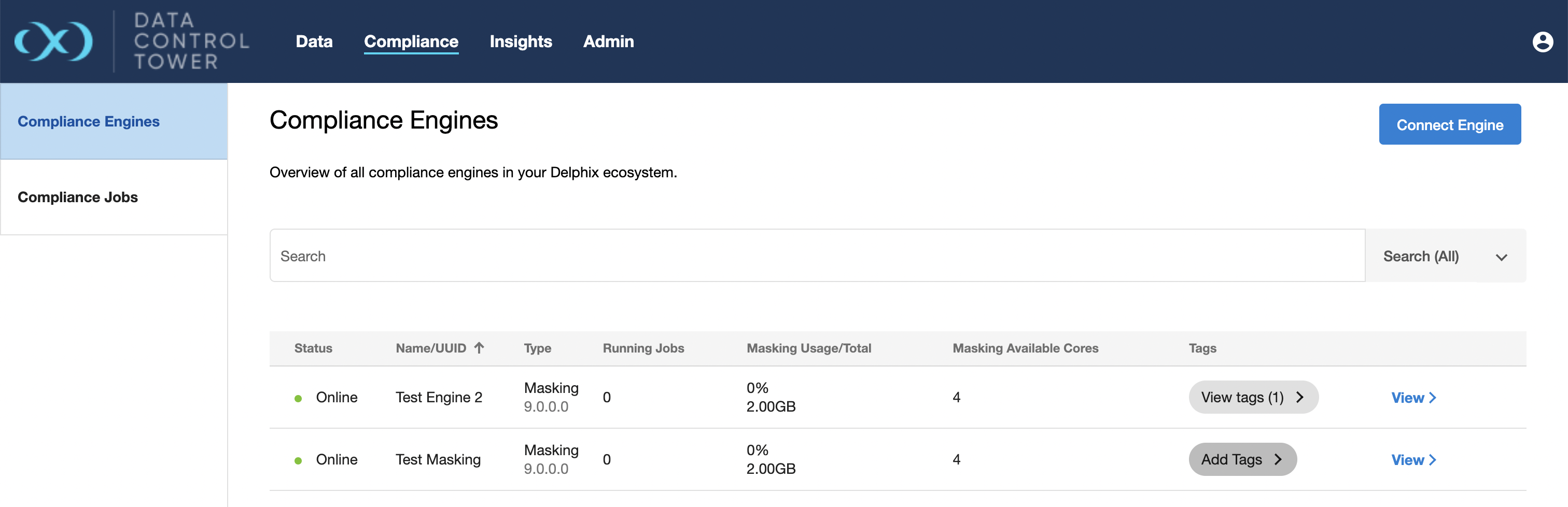 Managing engines (Continuous Compliance)